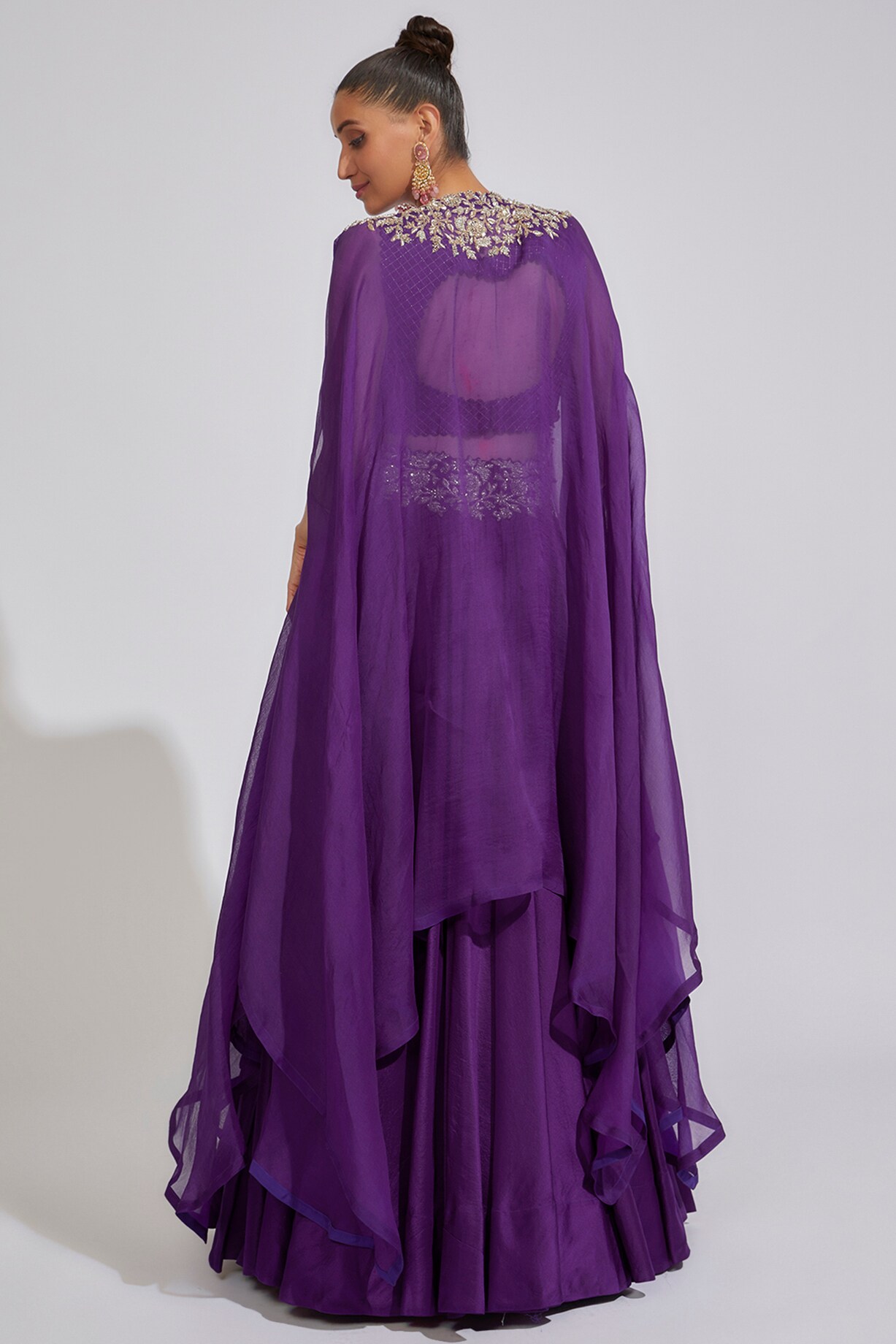 Purple Organza Embroidered Cape Set by Mrunalini Rao at Pernia's Pop Up ...
