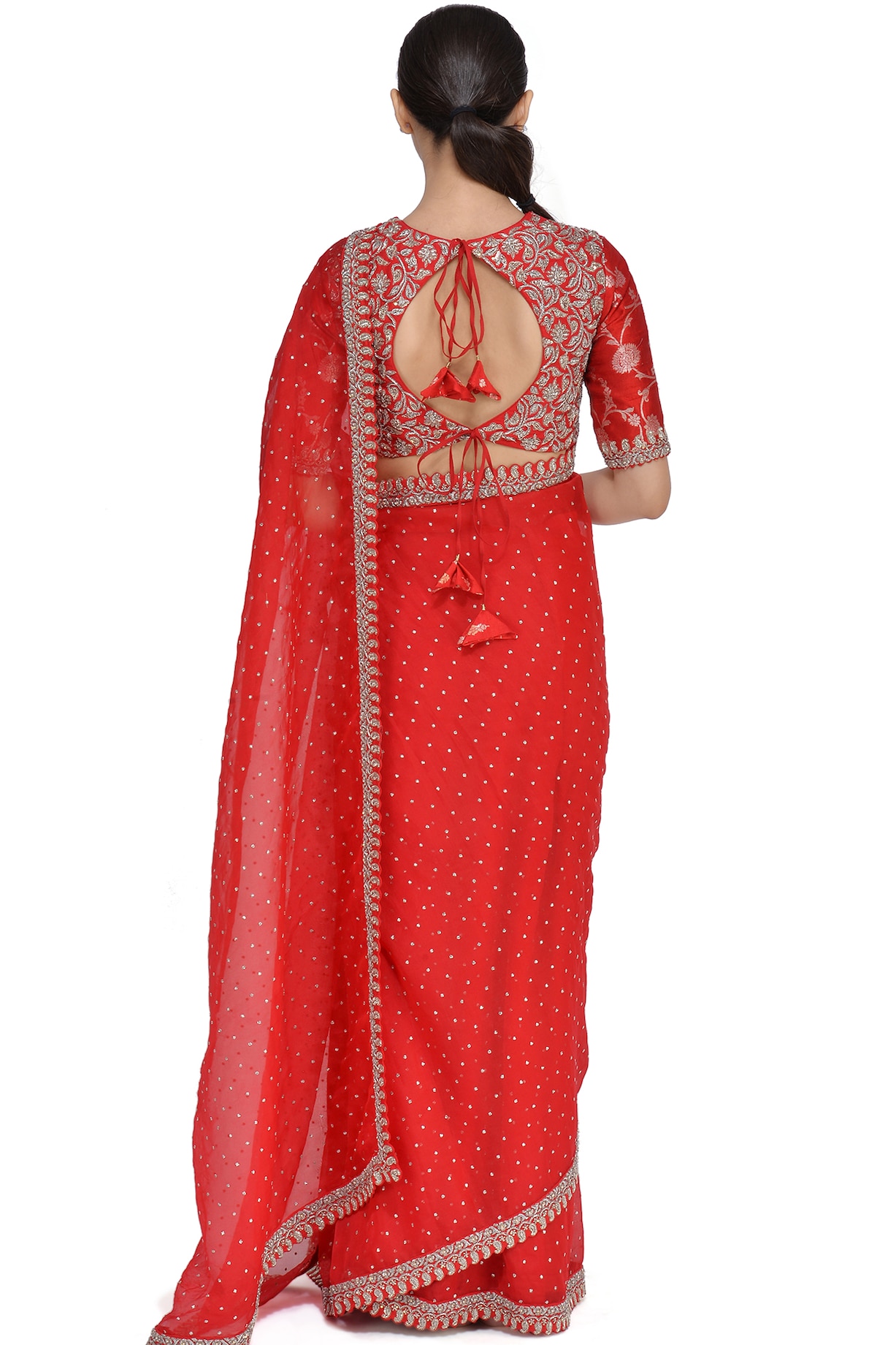 Red Embroidered Saree Set Design by Mrunalini Rao at Pernia's Pop Up ...