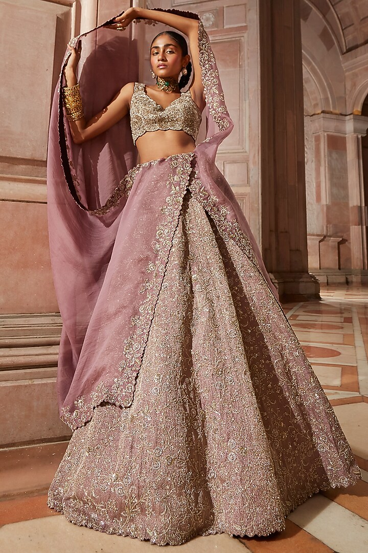 Coco Sorbet Embroidered Bridal Lehenga Set by Mrunalini Rao at Pernia's ...