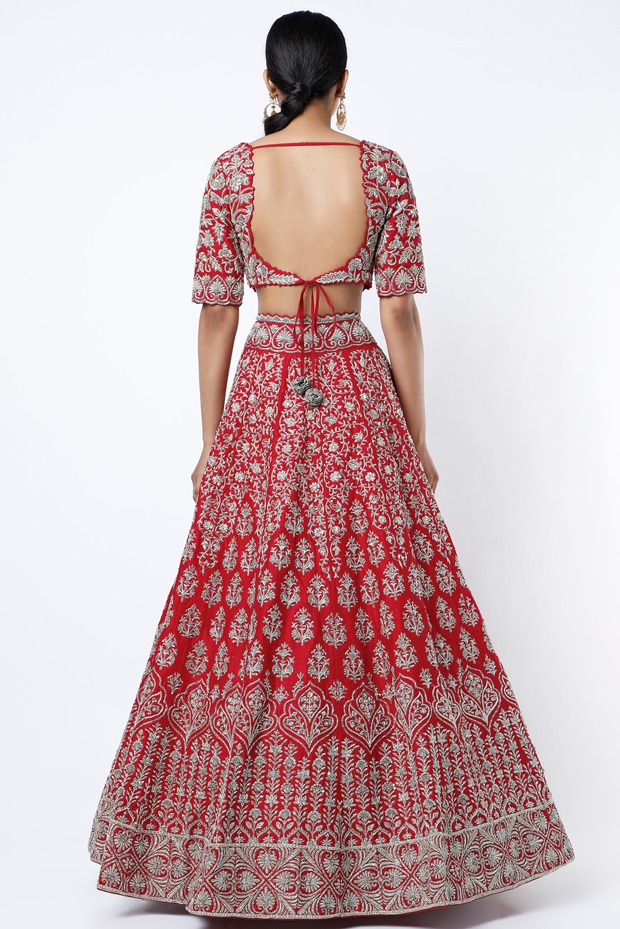 Cadmium Red Embroidered Bridal Lehenga Set by Mrunalini Rao at Pernia's ...