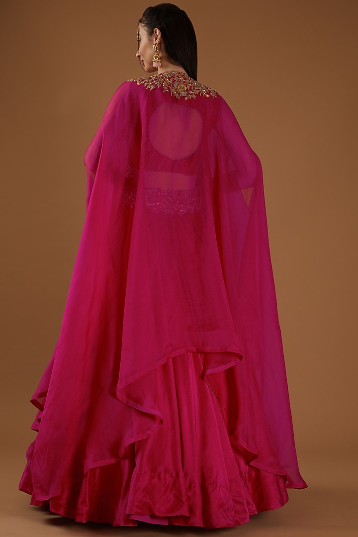 Red Embroidered Jacket Wedding Lehenga Set by Mrunalini Rao at Pernia's ...