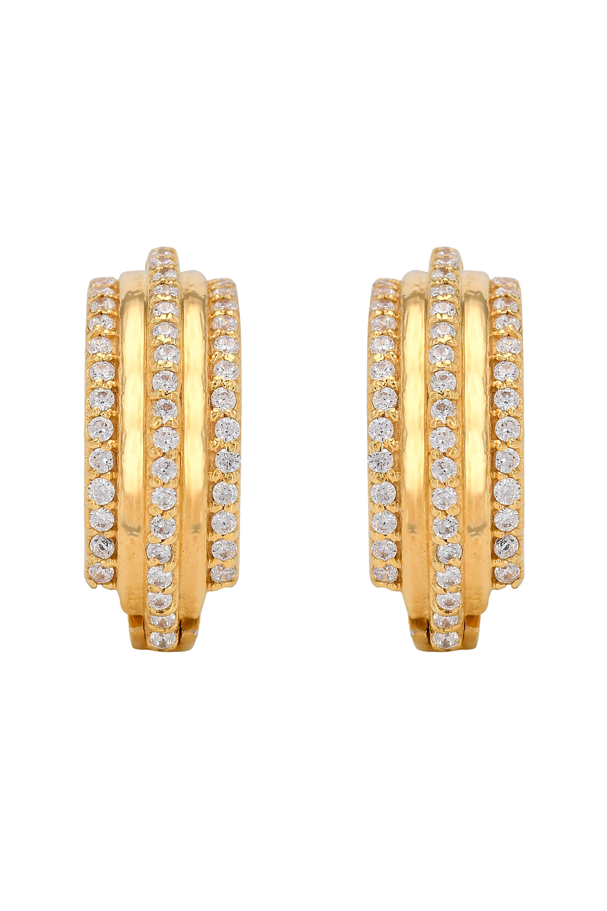 Gold Plated Cubic Zirconia Hoop Earrings In Sterling Silver Design By