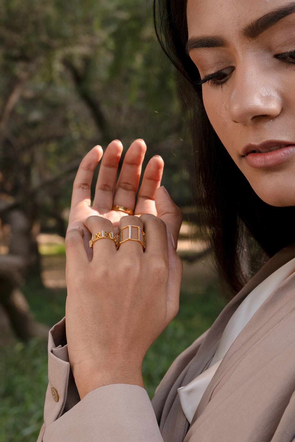 Gold Plated Multi-Colored Cz Ring In Sterling Silver by RUUH STUDIOS at ...