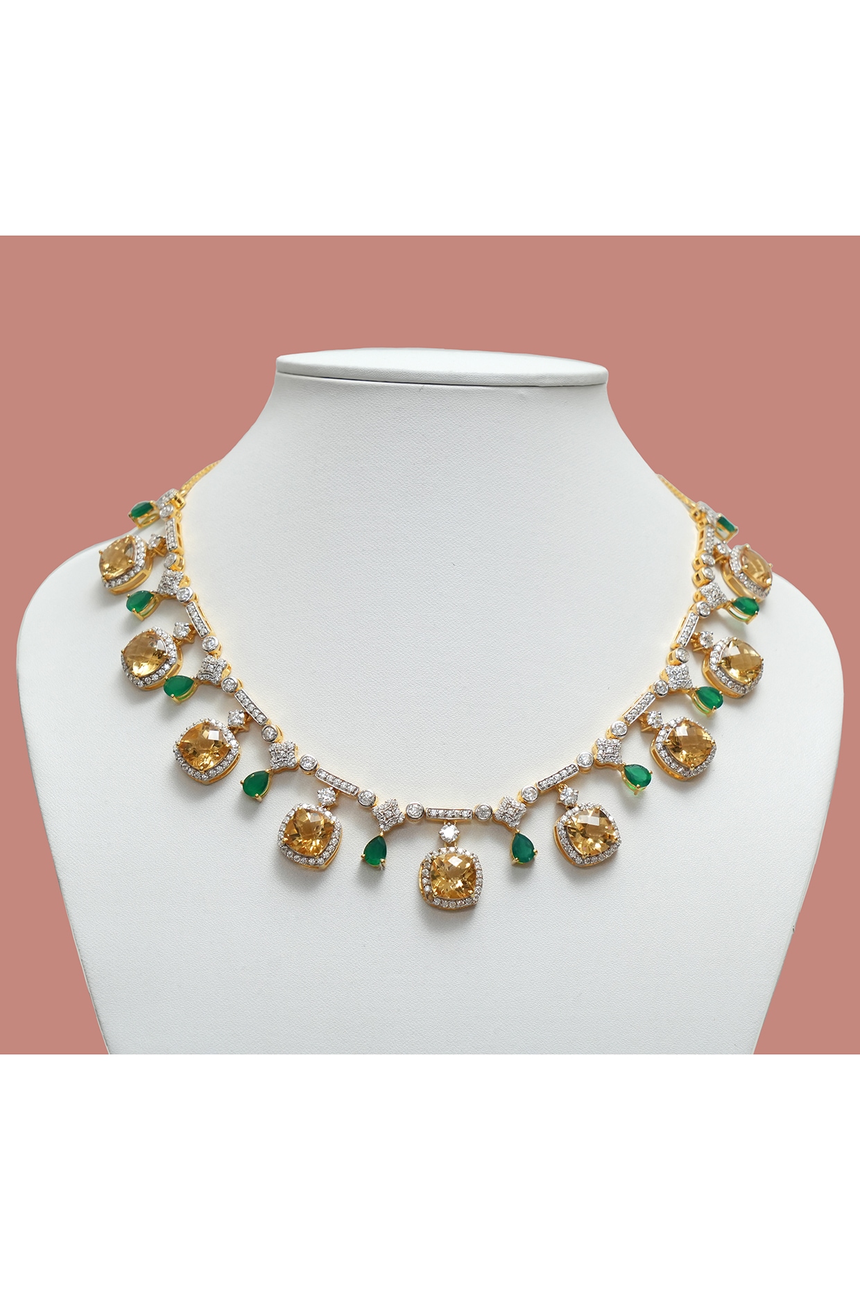 Gold Plated Citrine & Green Onyx Necklace In Sterling Silver by RUUH ...