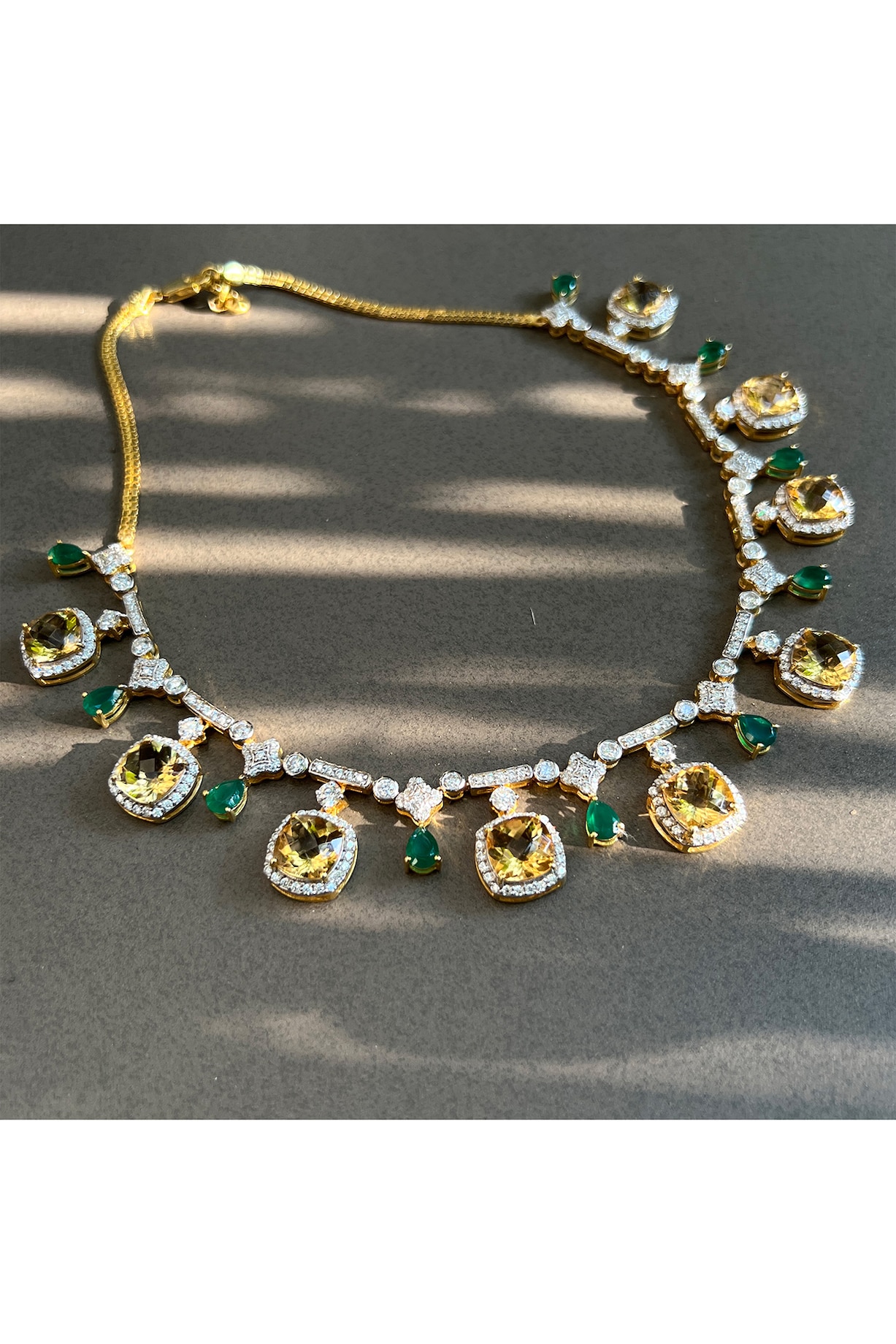 Gold Plated Citrine & Green Onyx Necklace In Sterling Silver by RUUH ...