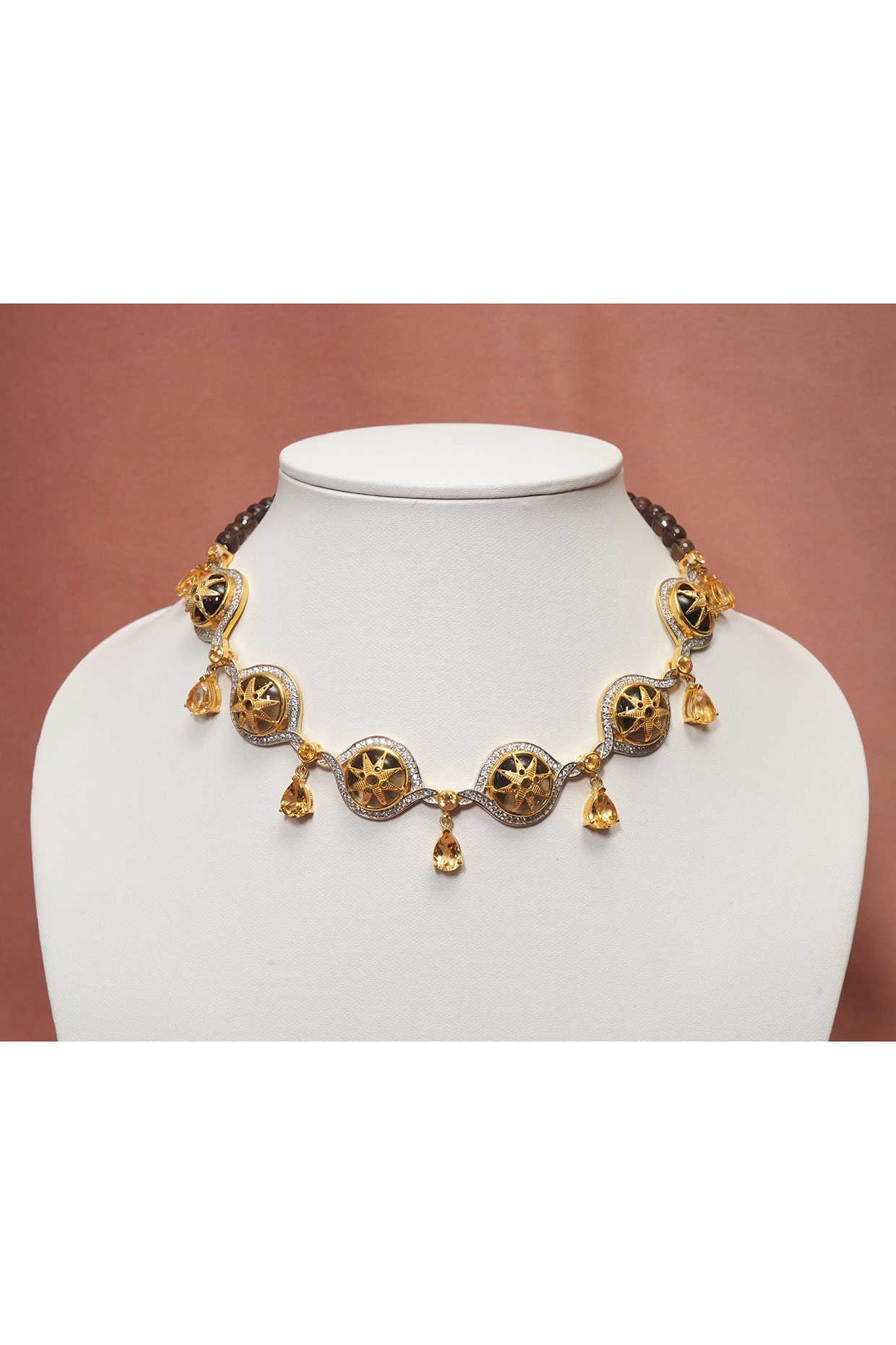 Gold Plated Smoky Quartz Necklace In Sterling Silver by RUUH STUDIOS at ...