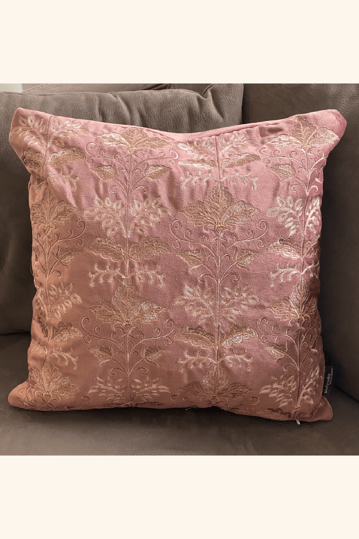 Fern Blush Velvet Cushion Cover by SADYASKA at Pernia's Pop Up Shop 2025