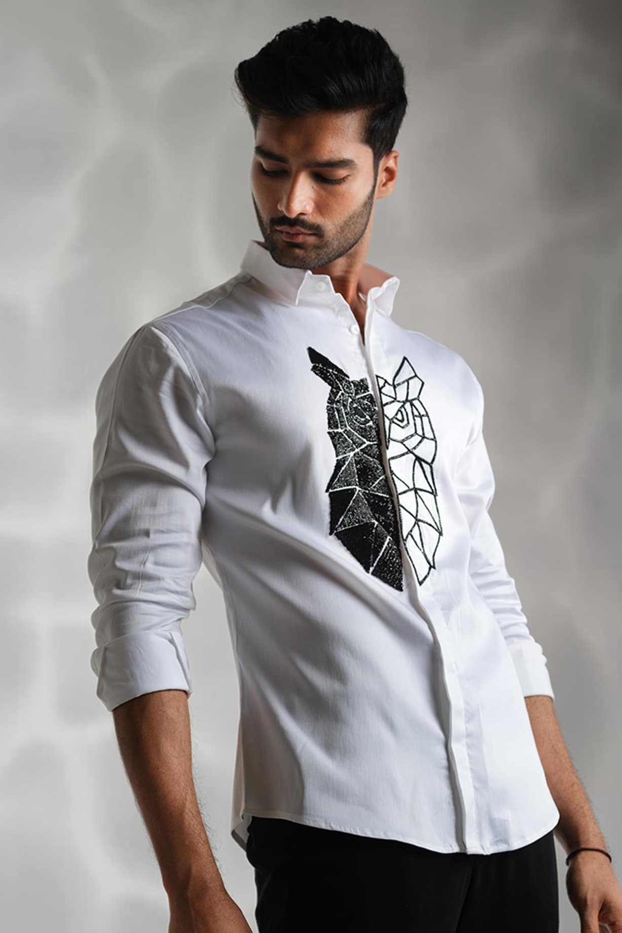 White Cotton Hand Embroidered Shirt by SANJANA REDDY MEN at Pernia's ...