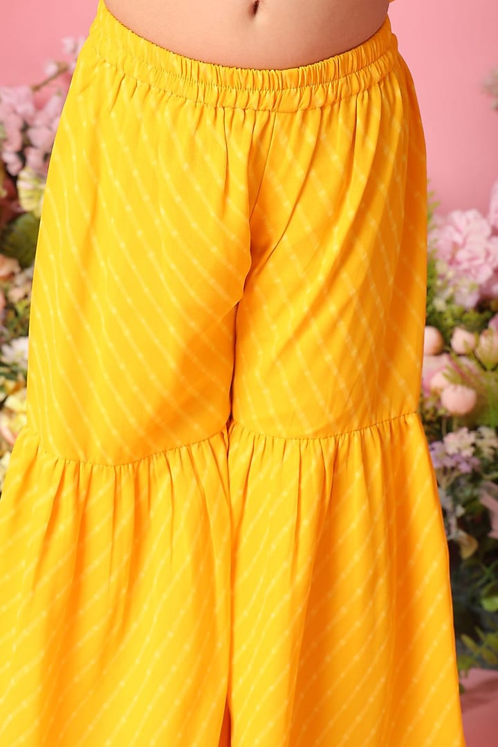 Yellow Georgette Sharara Set For Girls by Saka Designs at Pernia's Pop Up Shop 2025