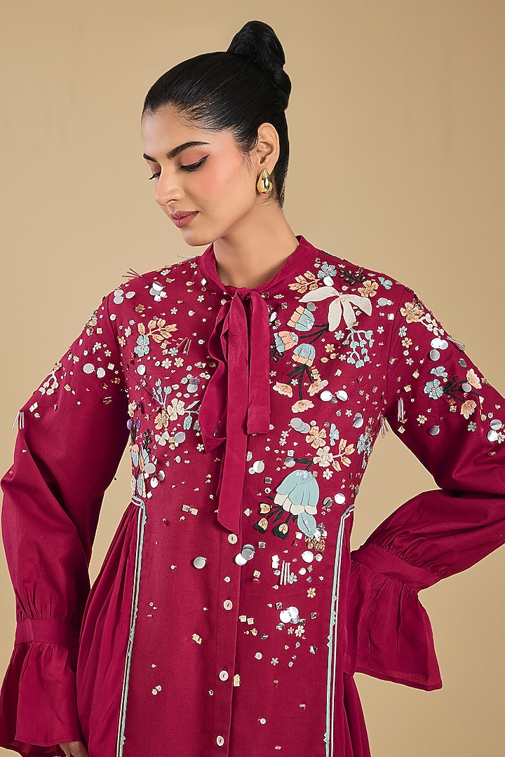 Red Shirting Mini Vacation Shirt Dress by Sahil Kochhar at Pernia's Pop ...