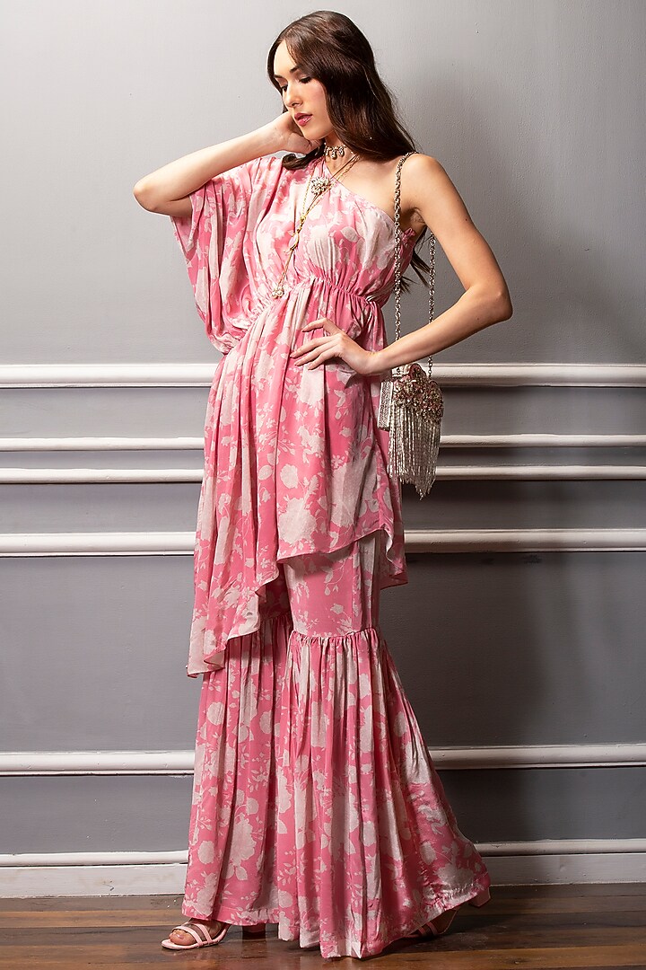 Pink Floral Printed Sharara Set by Sakshi Girri at Pernia's Pop Up Shop ...