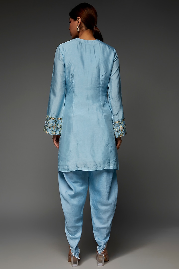 Sky Blue Silk Dhoti Set by Saloni Jain at Pernia's Pop Up Shop 2025