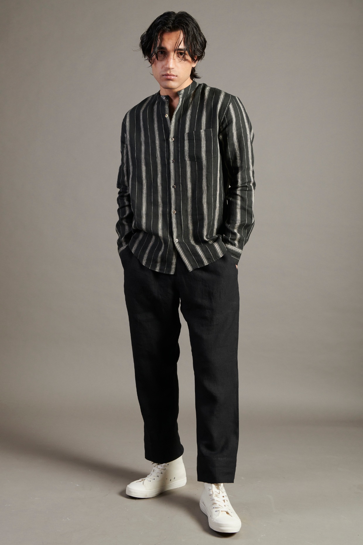 Black Linen Shirt by Saphed at Pernia's Pop Up Shop 2025