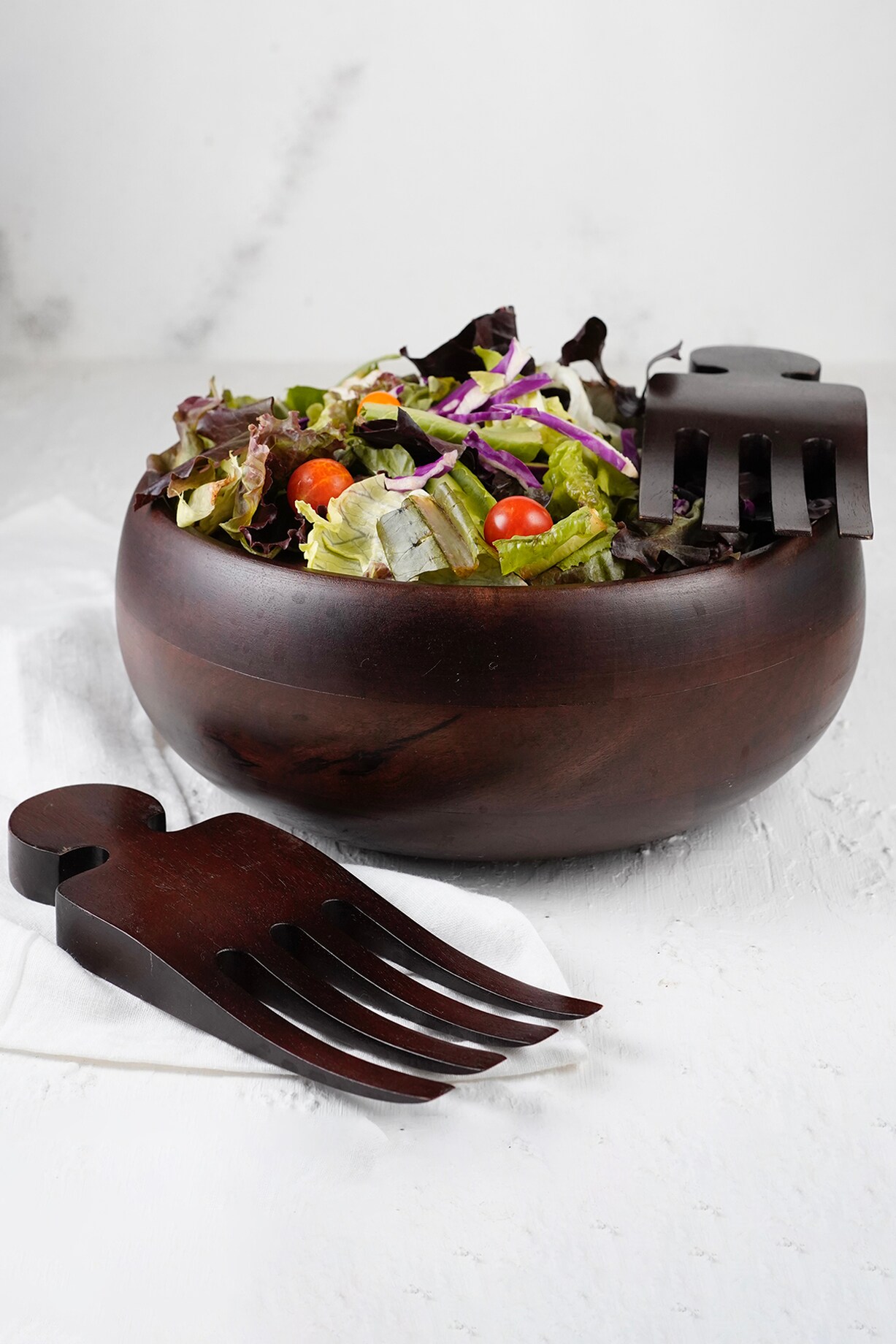Walnut Polished Mango Wood Salad Bowl and Set of Servers by Sashays at ...