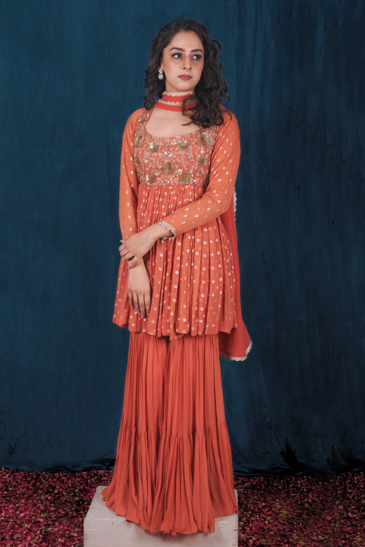 Rust Orange Banarasi Georgette Sharara Set by SAUBHAGYA at Pernia's Pop ...