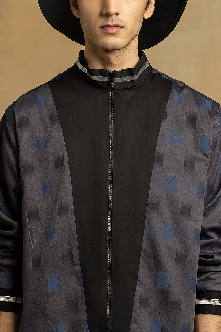 Buy Sazerac Blue Egyptian Giza Cotton Motifs Jacket at Pernia ...