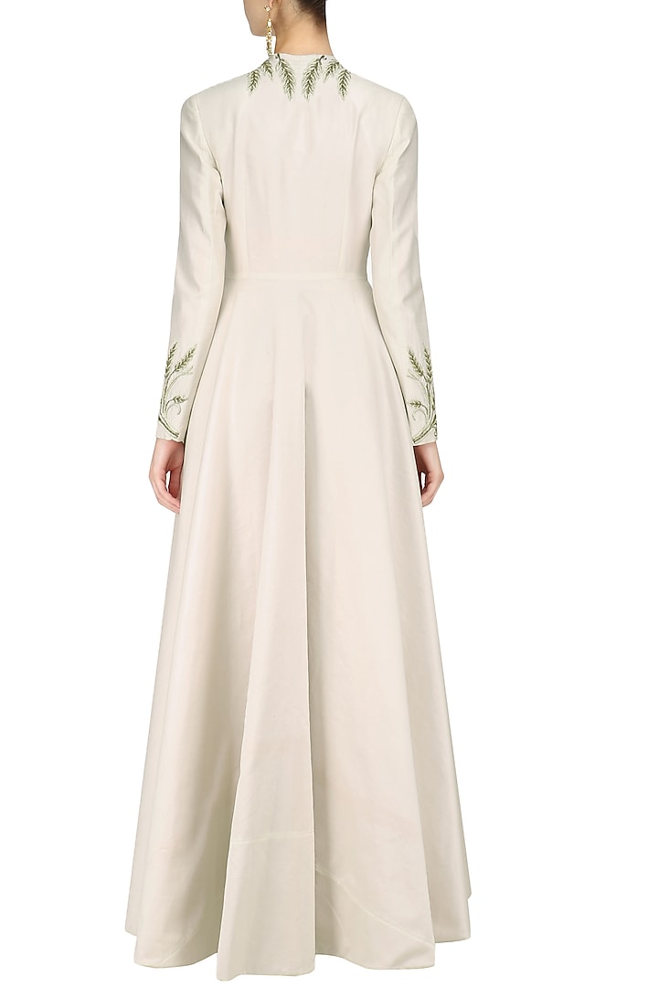 Ivory embroidered front open gown available only at Pernia's Pop Up ...