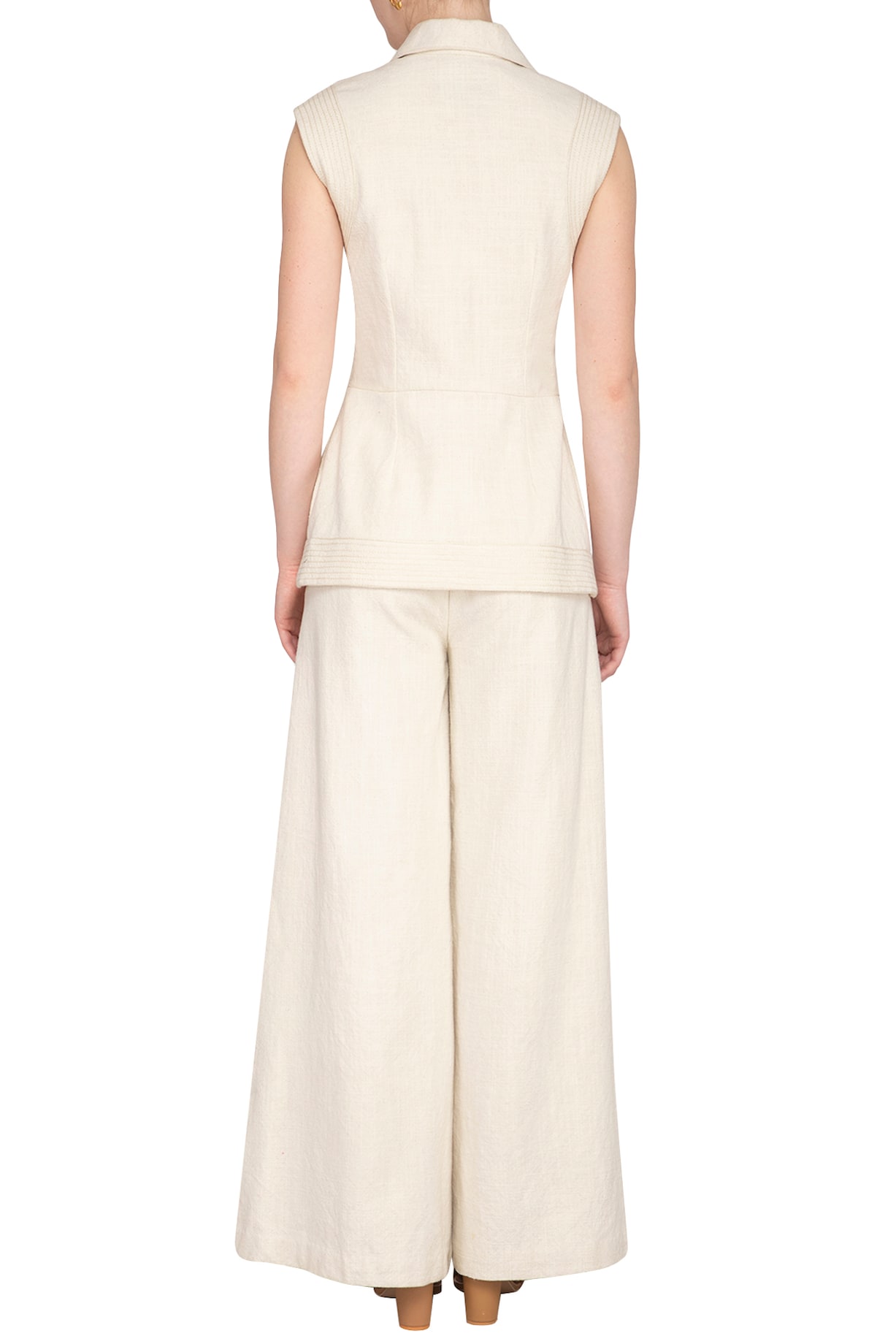 Light Pink Embroidered Jute Jacket With Pants by Samatvam By Anjali ...