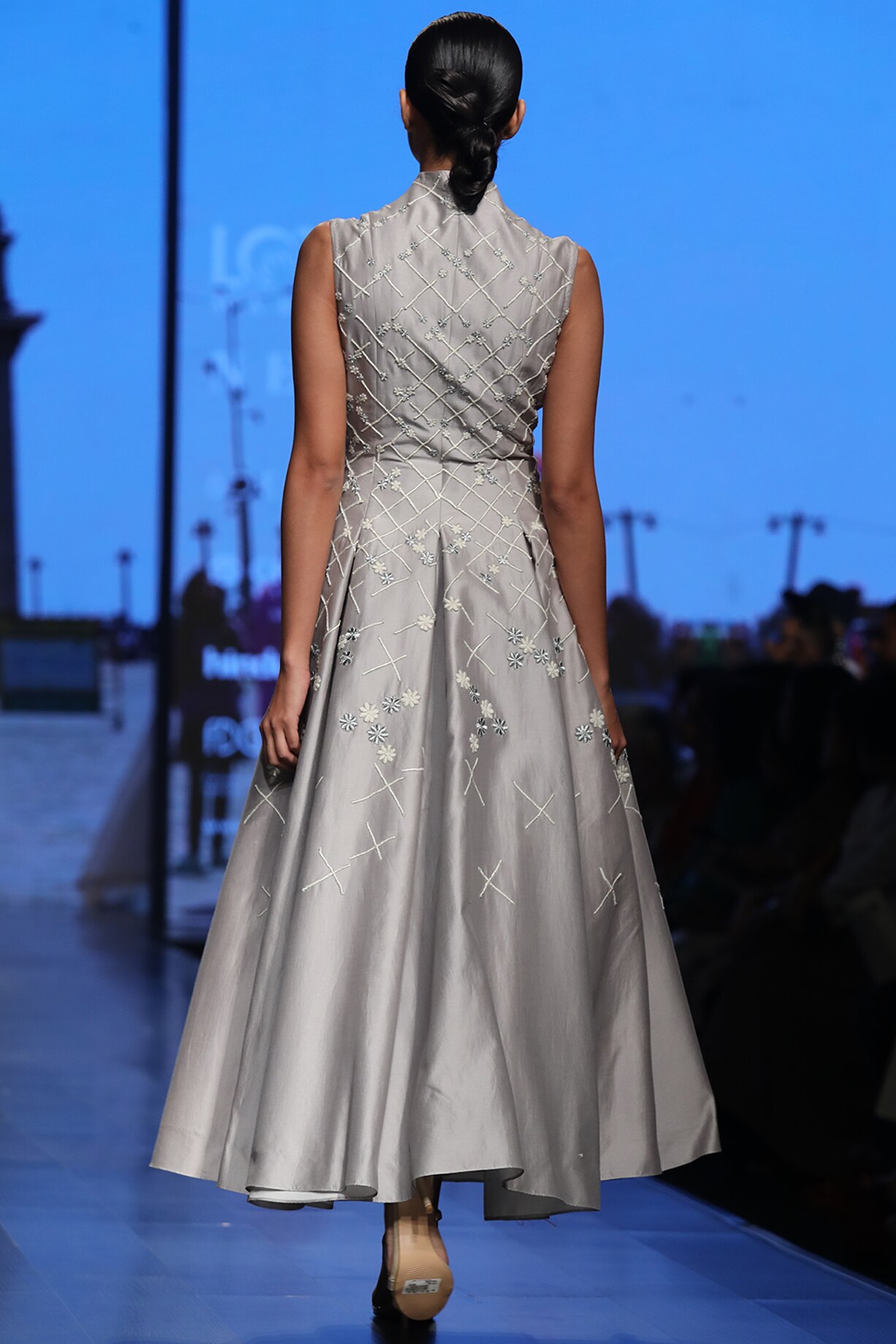 Grey Embroidered Front Open Gown Design by Samant Chauhan at Pernia's ...