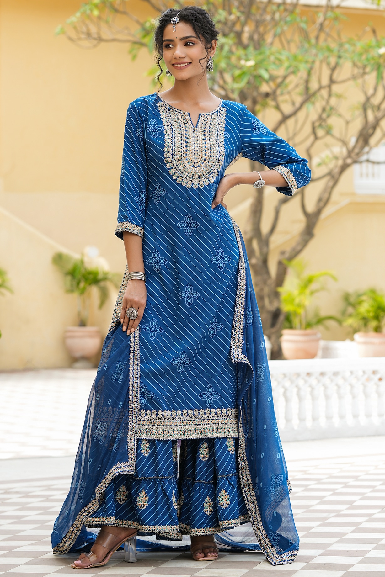 Blue Rayon Embellished Sharara Set Design by Scakhi at Pernia's Pop Up ...