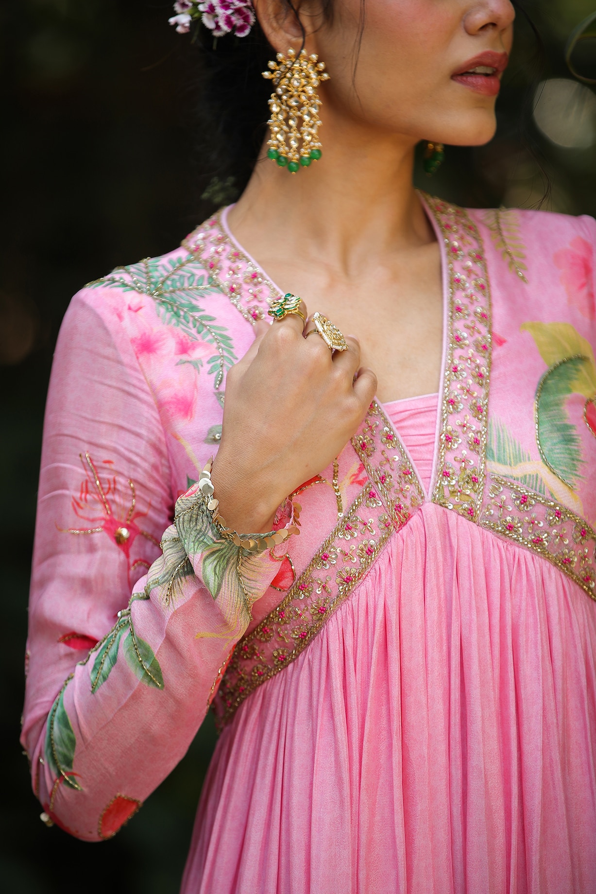 Pink Pure Silk Printed & Embroidered Anarkali Set by Scakhi at Pernia's ...