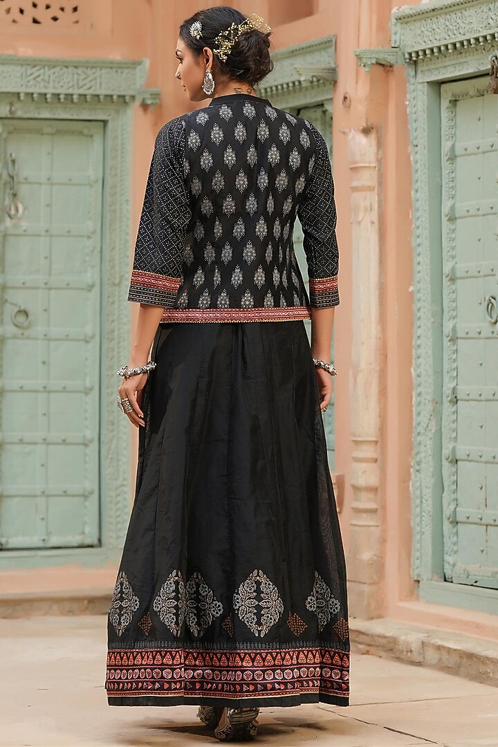 Black Kora Silk Anarkali With Jacket by Scakhi at Pernia's Pop Up Shop 2024