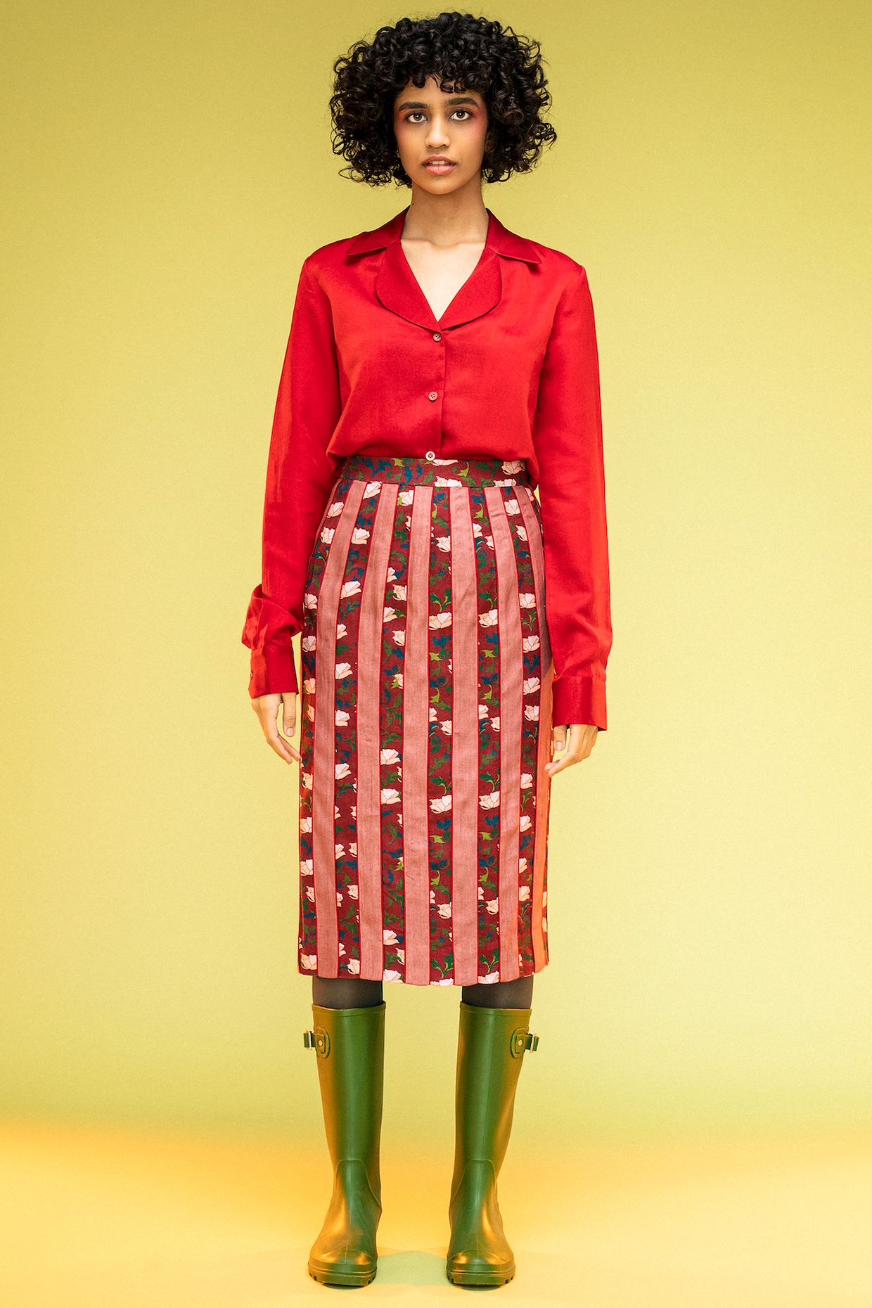 Fiery Red Silk & Cotton Satin Shirt by Subculture at Pernia's Pop Up ...