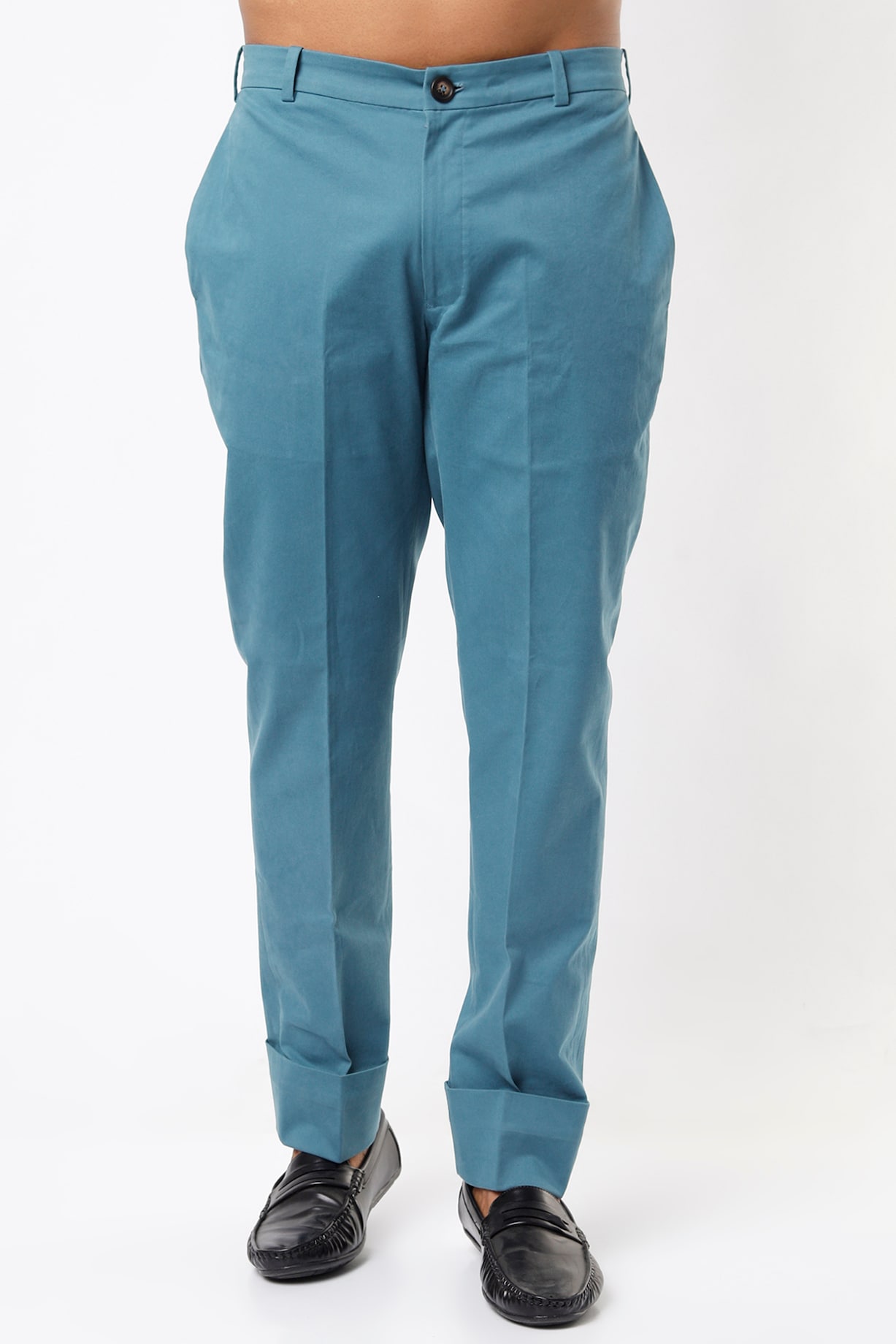 Turquoise Cotton Denim Pants by SubCulture Men at Pernia's Pop Up Shop 2025