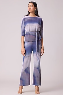 Purple & Grey Polyester Marble Printed Co-Ord Set Design by Scarlet ...