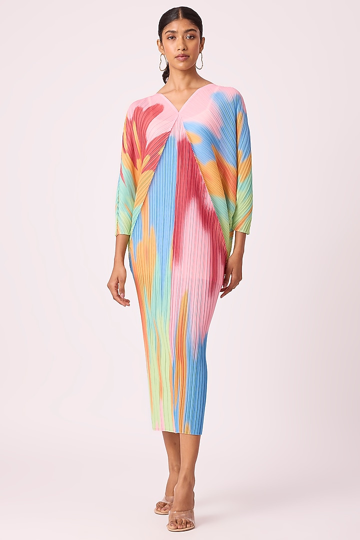 Multi-Colored Polyester Printed Midi Dress by Scarlet Sage at Pernia's ...