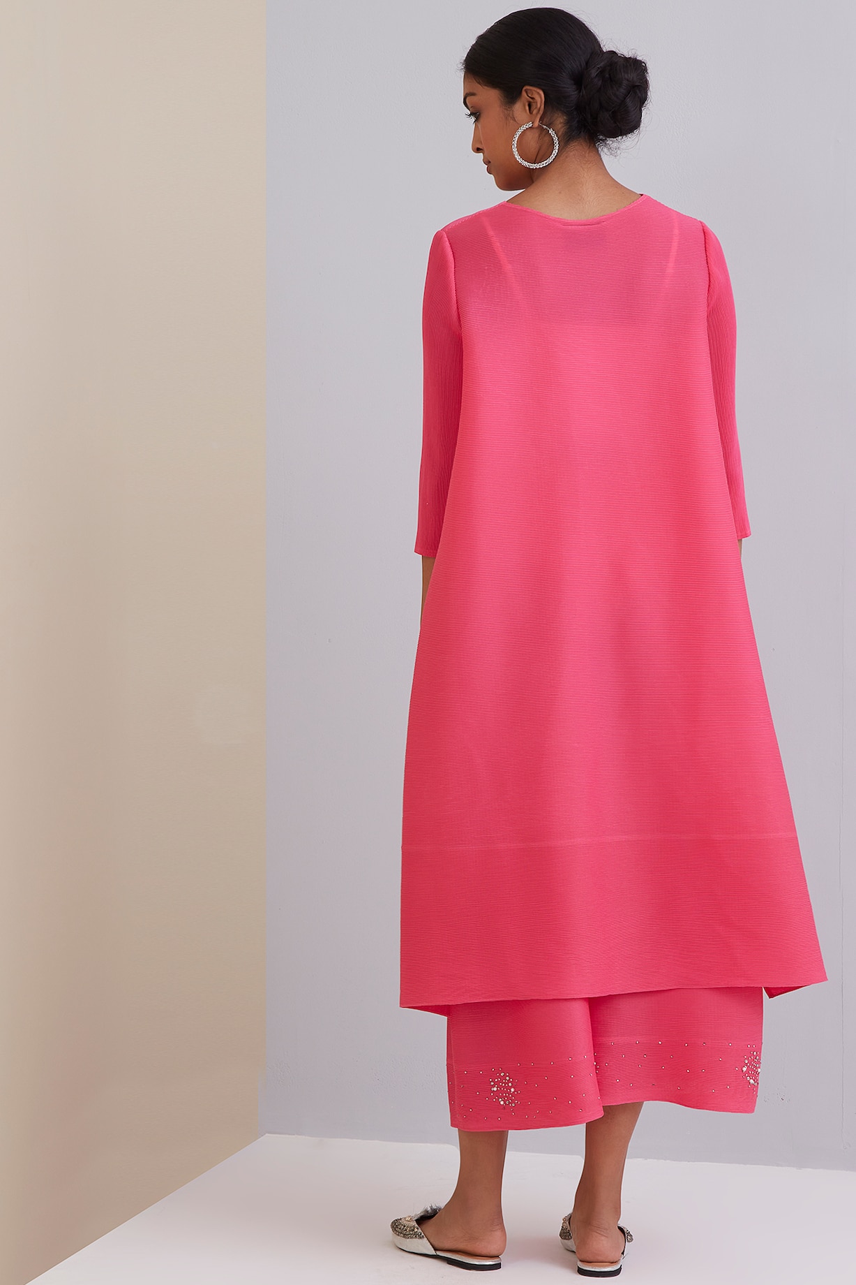 Hot Pink Fit & Flare Kurta Set by Scarlet Sage at Pernia's Pop Up Shop 2025