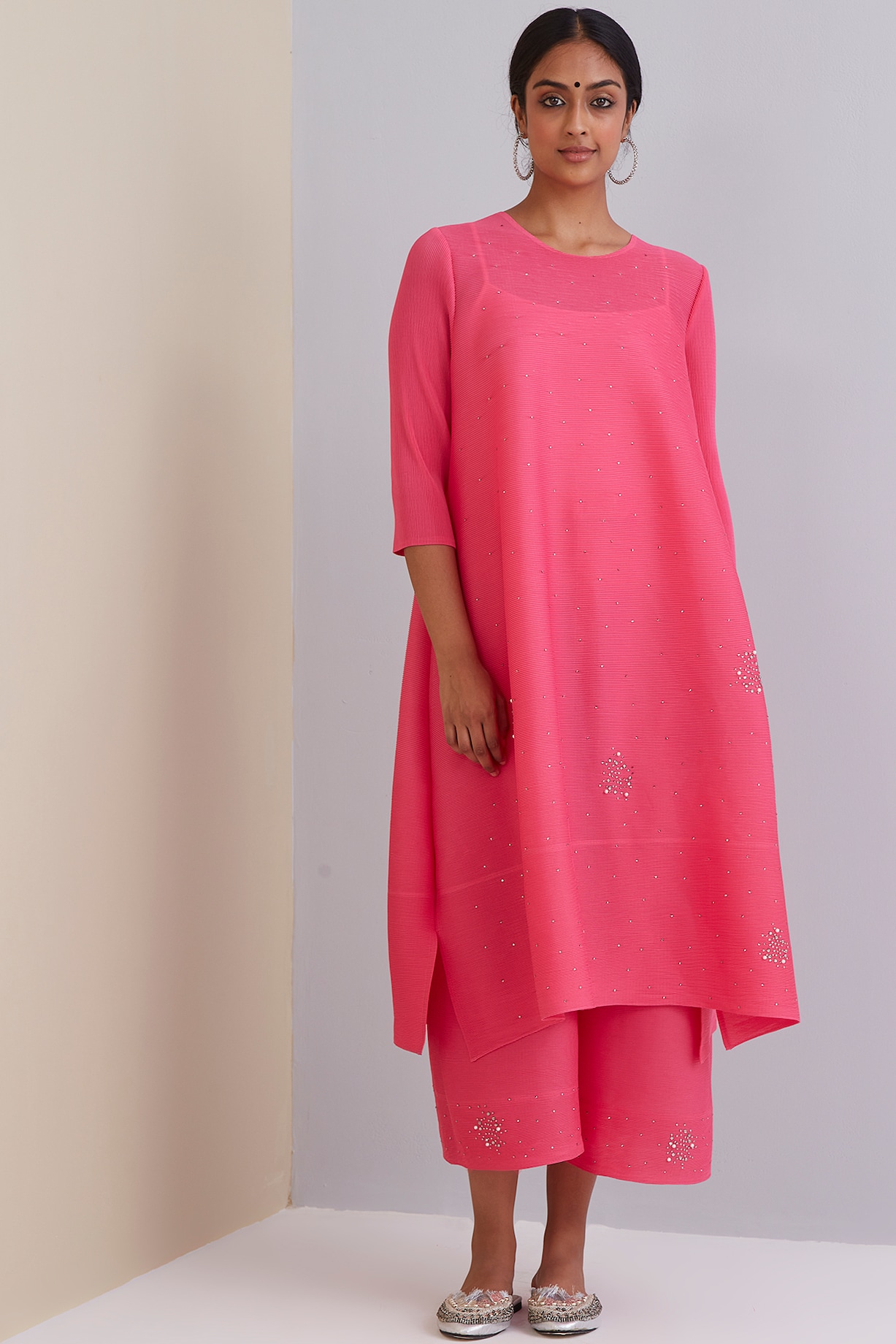 Hot Pink Fit & Flare Kurta Set by Scarlet Sage at Pernia's Pop Up Shop 2025