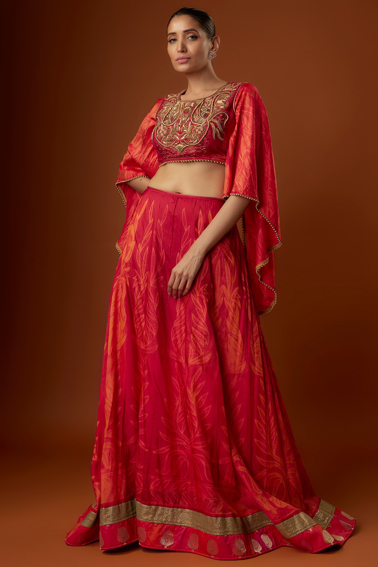 Deep Orange Silk Shibori Wedding Lehenga Set by Script at Pernia's Pop ...