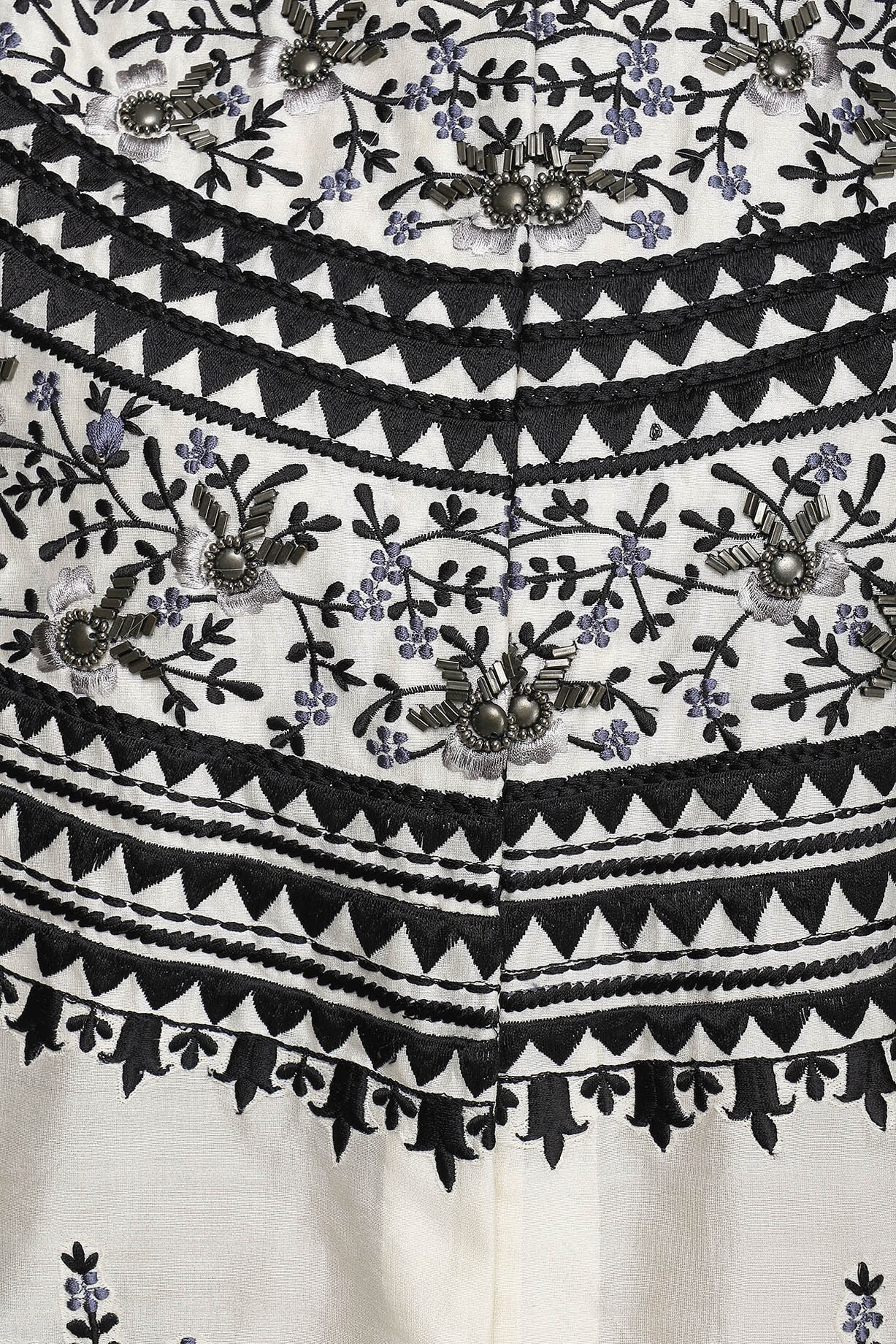 Off white zari and thread embroidered kurta with churidar pants ...