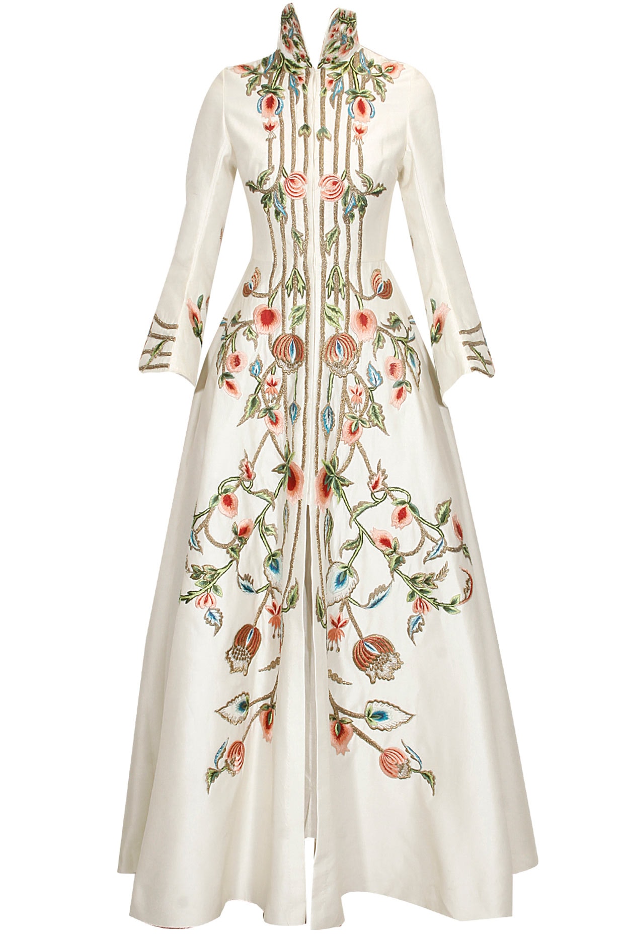 Ivory embroidered front open gown available only at Pernia's Pop Up ...