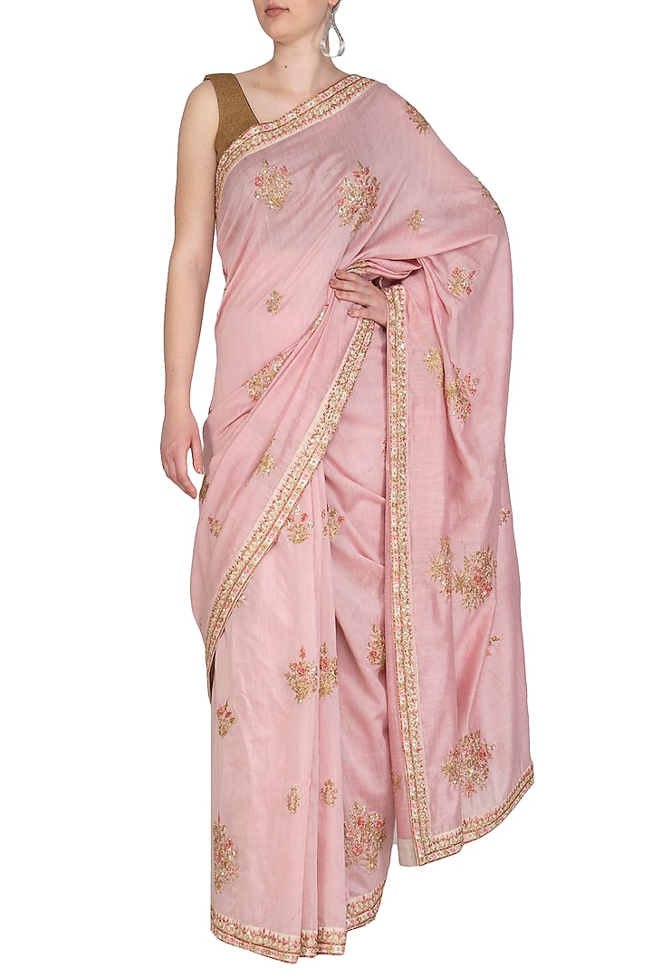 Baby Pink Embroidered Saree Set by Shalini Dokania at Pernia's Pop Up ...