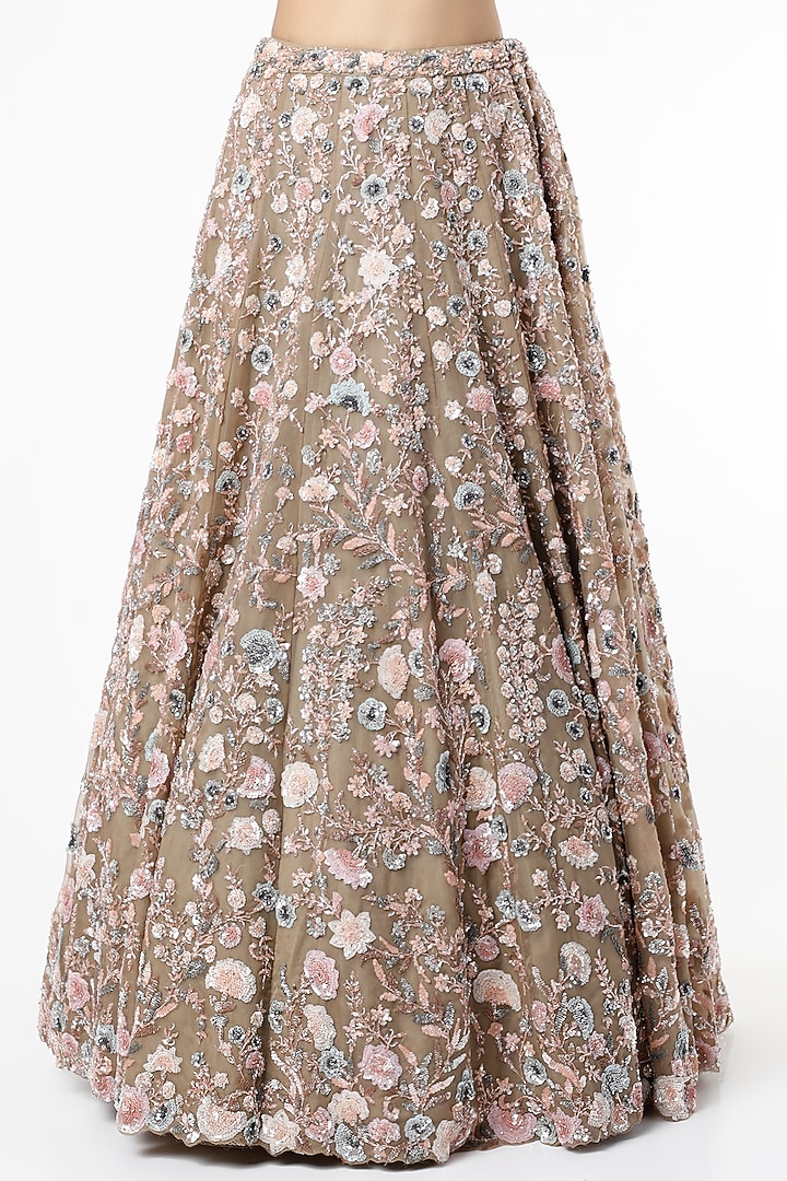 Coffee Embroidered Bridal Lehenga Set by Seema Gujral at Pernia's Pop ...