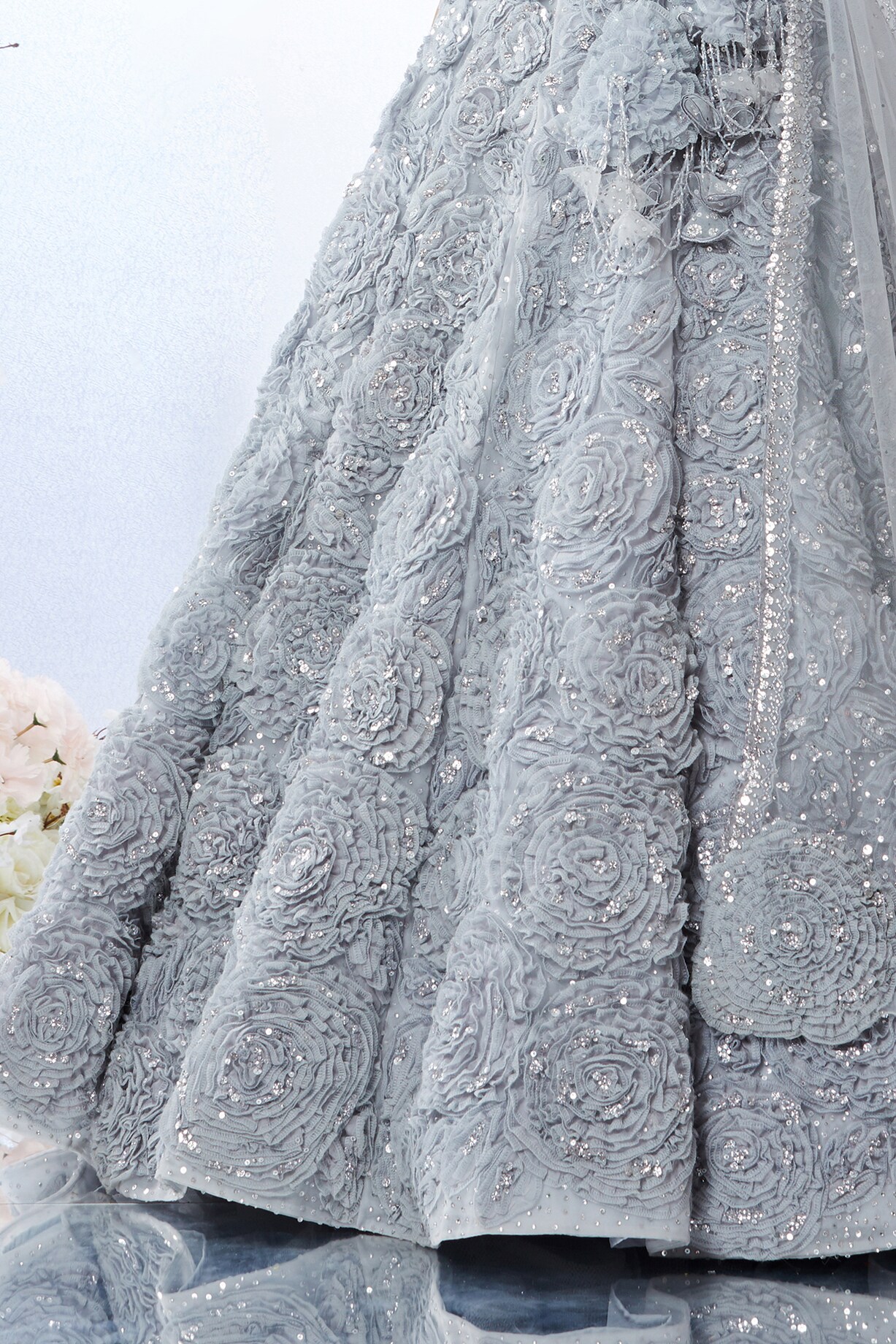 Ice Blue Embroidered Bridal Lehenga Set by Seema Gujral at Pernia's Pop ...