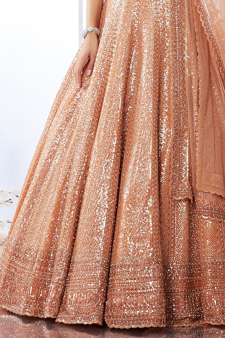 Antique Rust Embroidered Bridal Lehenga Set by Seema Gujral at Pernia's ...