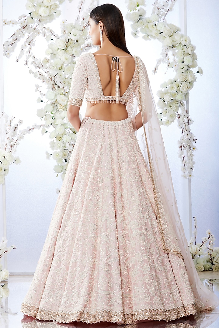 Blush Pink Pearl Embroidered Bridal Lehenga Set by Seema Gujral at ...