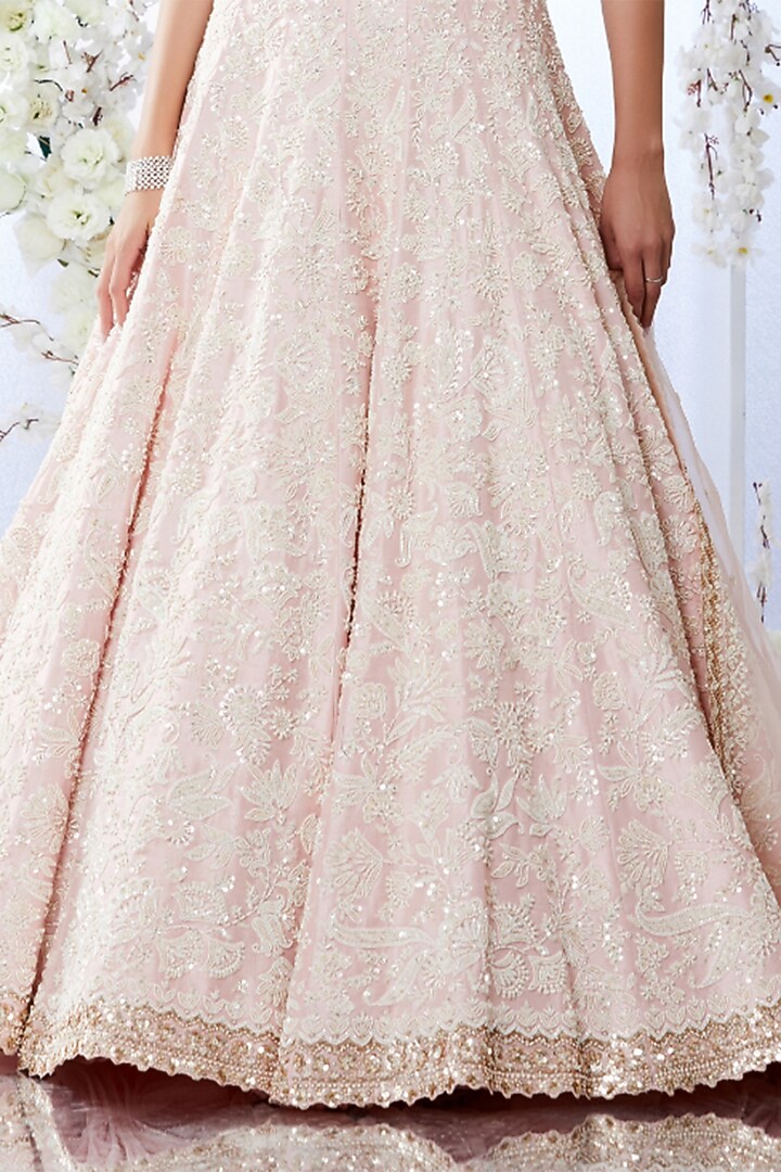 Blush Pink Pearl Embroidered Bridal Lehenga Set by Seema Gujral at ...