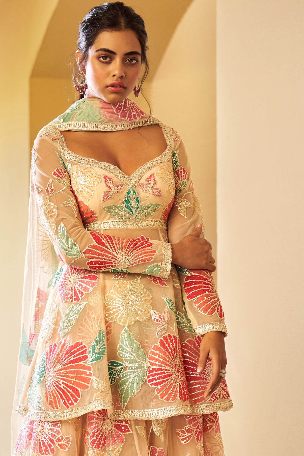 Multi Colored Gharara Set by Seema Gujral at Pernia's Pop Up Shop 2026