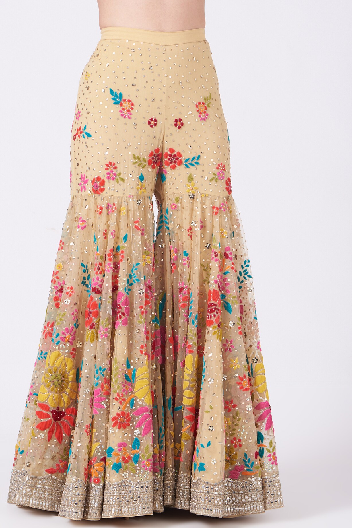 Beige Floral Embroidered Sharara Set by Seema Gujral at Pernia's Pop Up ...