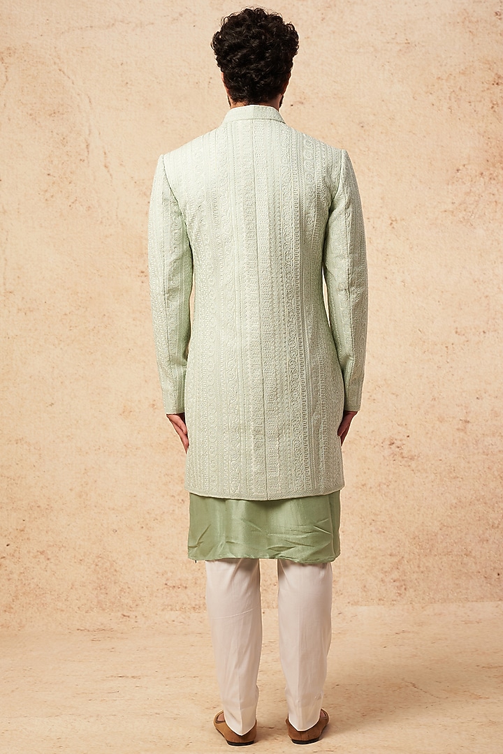 Mint Green Groom Sherwani With Embroidery by Seema Gujral Men at Pernia ...