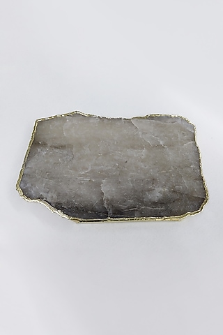 Smokey Quartz Cheese Board With Gold Trim by Serein Wellness at Pernia ...