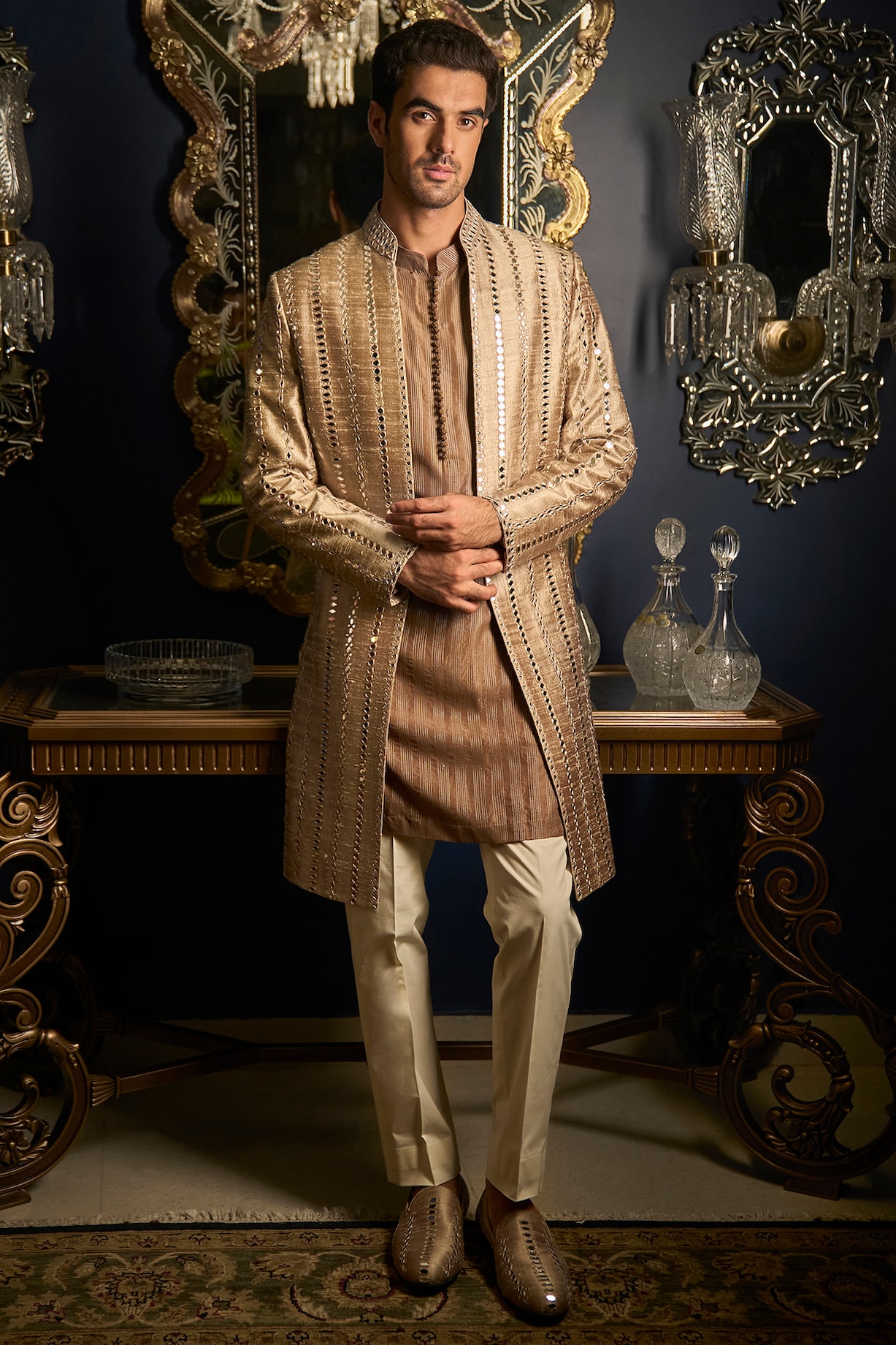 Buy Seema Gujral Men Beige Raw Silk Embroidered Indowestern Set at ... Buy Seema Gujral Men Beige Raw Silk Embroidered Indowestern Set at ...