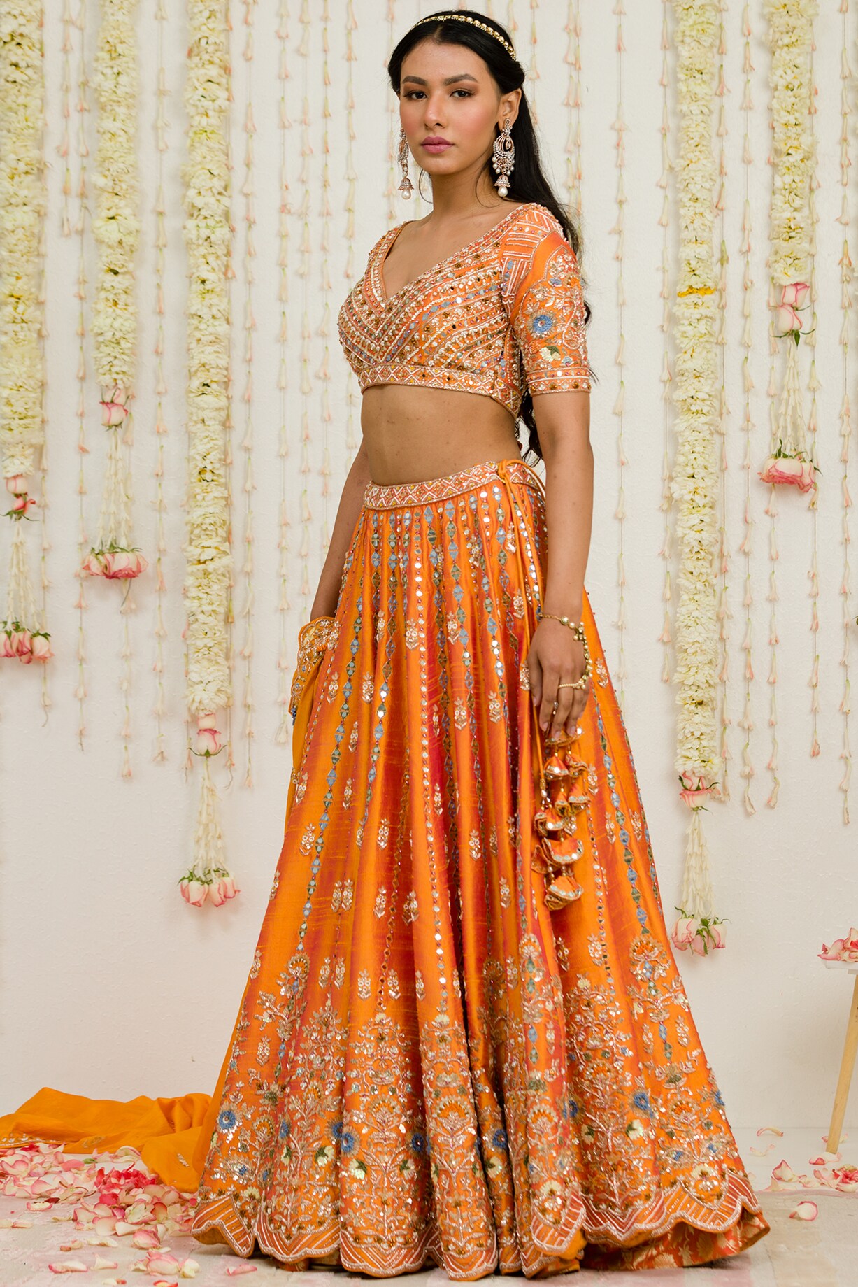 Rust Orange Embroidered Lehenga Set Design by Sanya Gulati at Pernia's ...