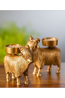 Gold Metal Tea Light Holders (Set of 2) Design by SG Home at Pernia's ...