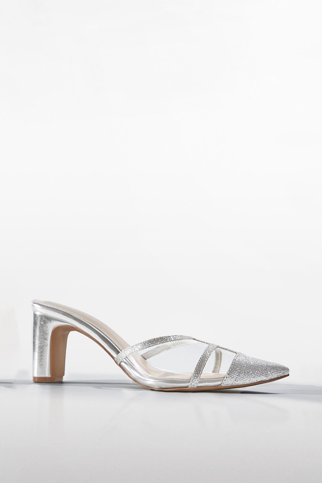 Silver Glitter Vegan Leather Pointed Heels by Signature Sole at Pernia ...