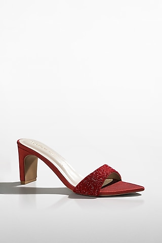 Ruby Red Vegan Leather Shimmer Heels by Signature Sole at Pernia's Pop ...